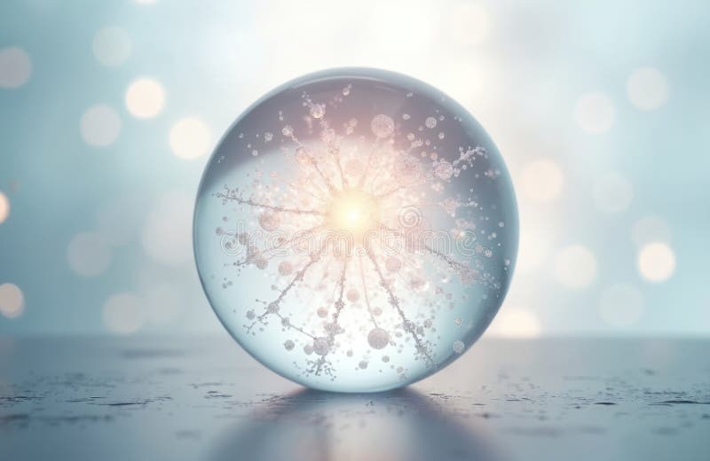 Molecular Structure Inside Crystal Ball on Blurred Bokeh Background ...
