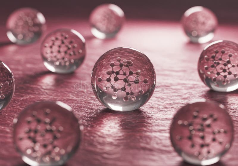 Molecular Structure Inside Glass Spheres on Textured Surface Stock ...