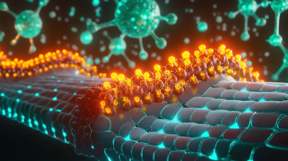 Molecular Structure and Interactions of a Cell Membrane Illustrated ...