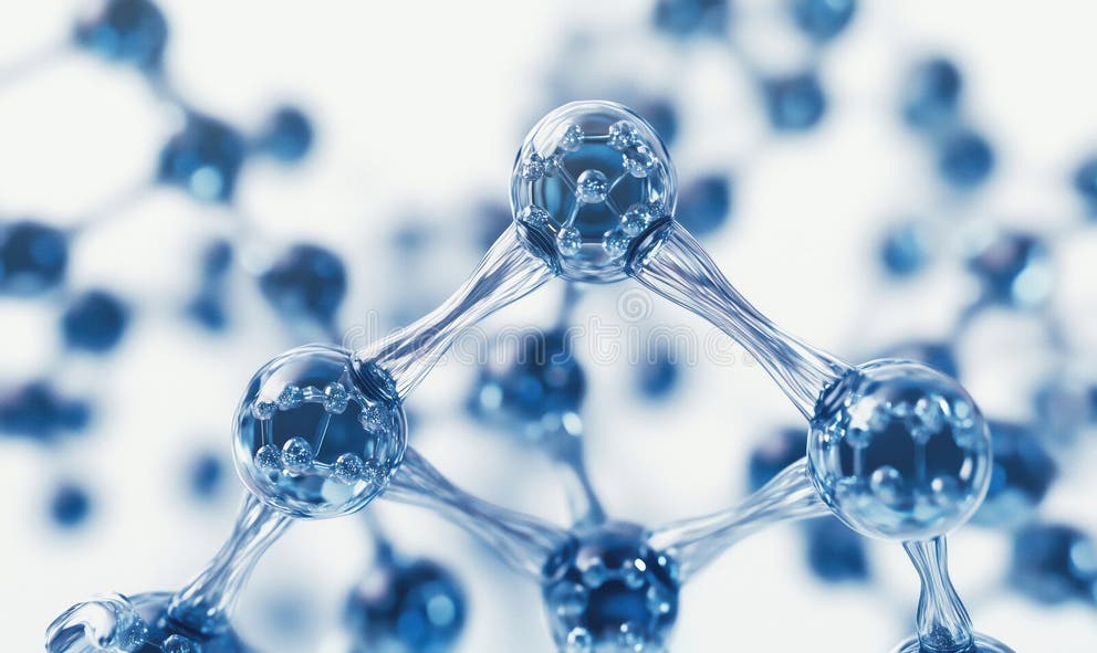Molecular Structure with Interconnected Atoms in Blue Tones for ...