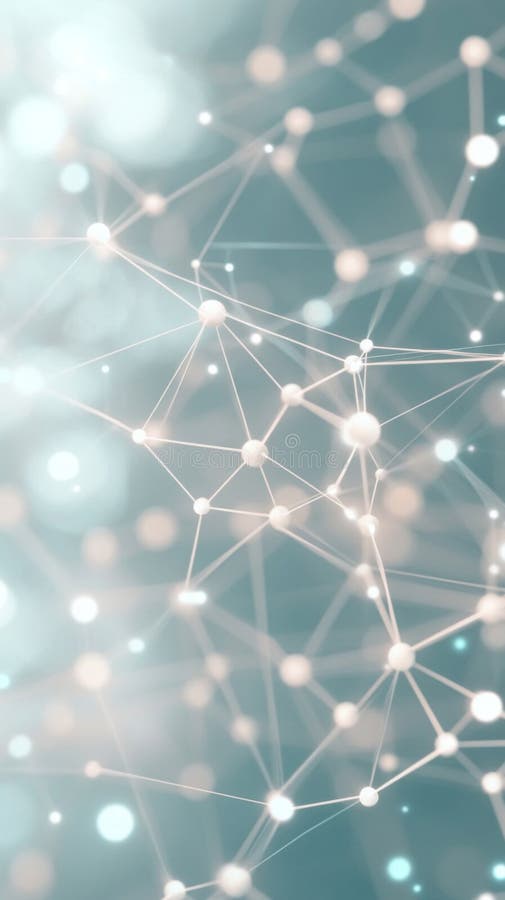 Molecular Structure With Interconnected Spheres Scientific Concept Soft Blue White Hues Stock