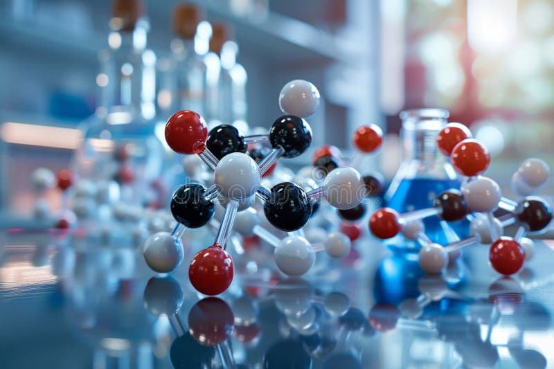 Molecular Structure on a Lab Table Stock Illustration - Illustration of ...