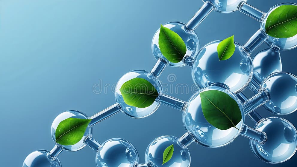 Molecular Structure Design with Transparent Spheres on Gradient Blue ...