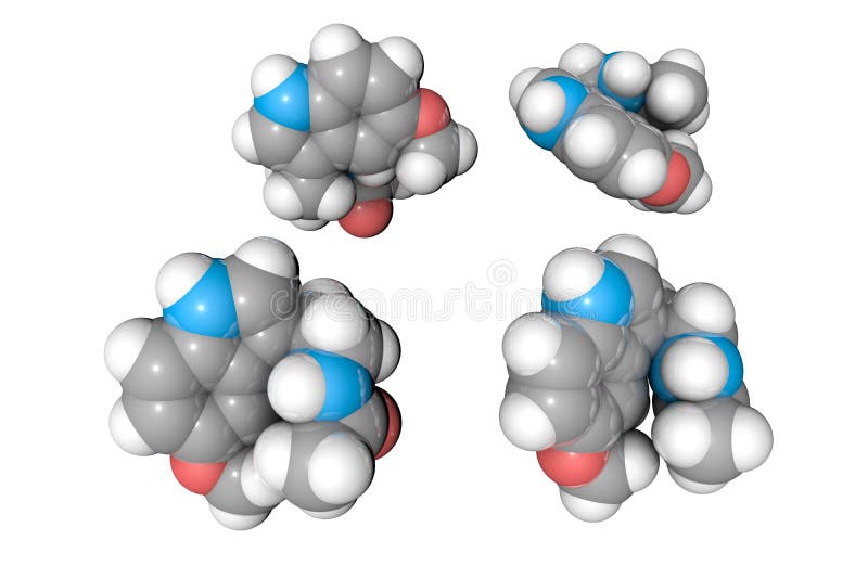 Molecular Structure of Melatonin. Atoms are Represented As Spheres with ...