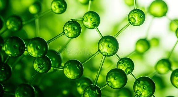 Molecular Structure Model with Atom Connections on Green Background ...