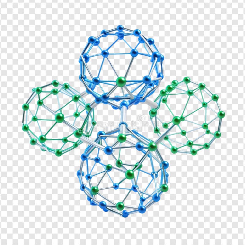 Molecular Structure Model with Blue and Green Atoms Connected by Lines ...