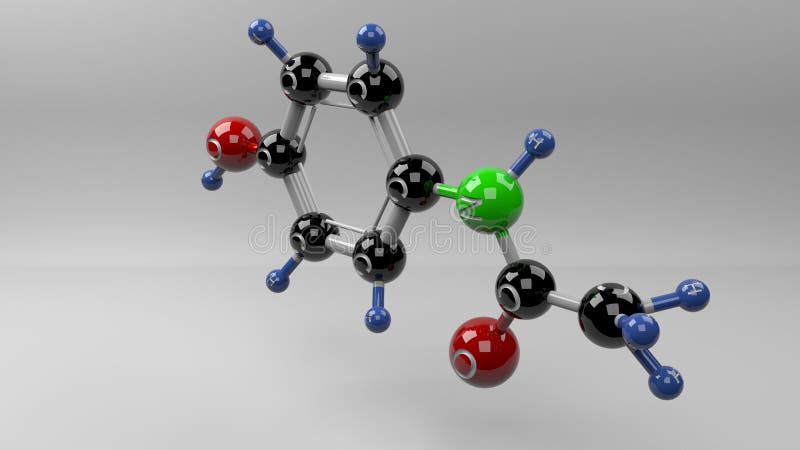 Acetaminophen 3D Molecule Illustration. Stock Illustration ...