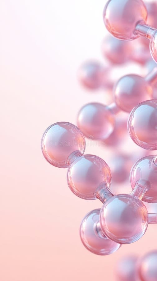 Molecular Structure with Pink Spheres Connected by Rods on a Soft ...