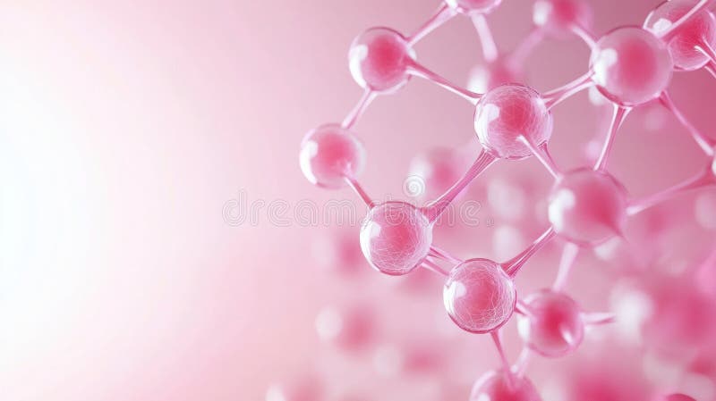 Molecular Structure with Pink Spheres Connected by Rods on a Soft ...