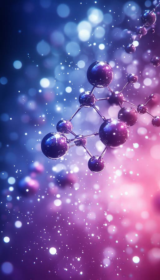 Molecular Structure on Purple and Blue Background Science, Chemistry ...
