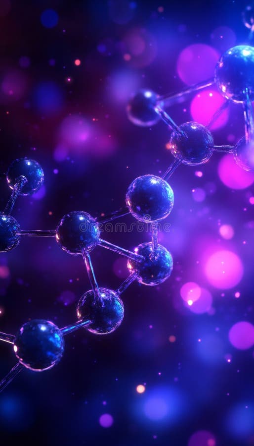 Molecular Structure on Purple and Blue Background Science, Chemistry ...