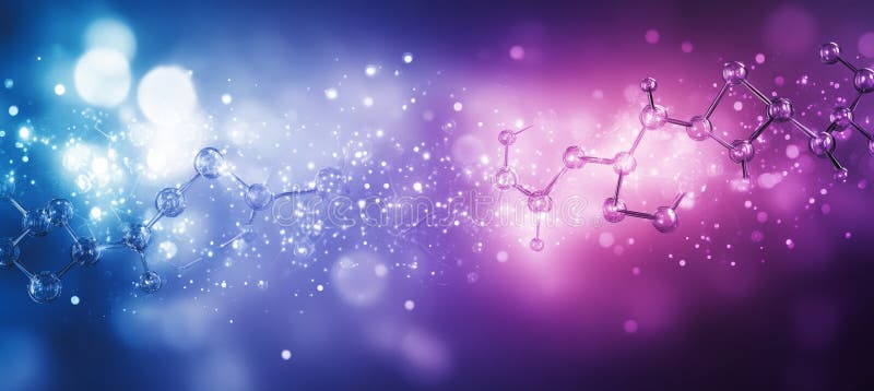 Molecular Structure on Purple and Blue Background, Science, Chemistry ...
