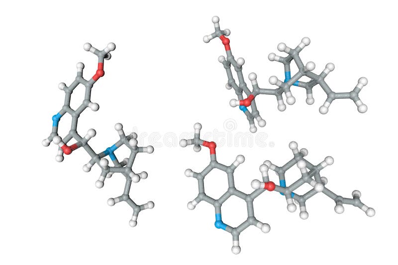 Molecular Structure of Quinine. Atoms are Represented As Spheres with ...