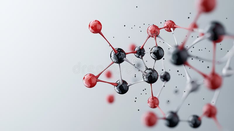 Molecular Structure with Red and Black Atoms Stock Illustration ...