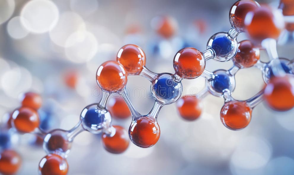 Molecular Structure with Red and Blue Atoms, Scientific Visualization ...