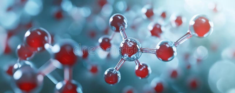 Molecular Structure Representation with Red and Blue Atoms, Abstract ...