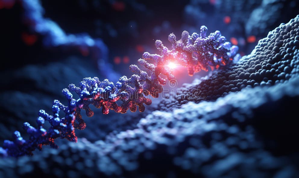 Molecular Structure of RNA with Glowing Nucleotides in Abstract ...