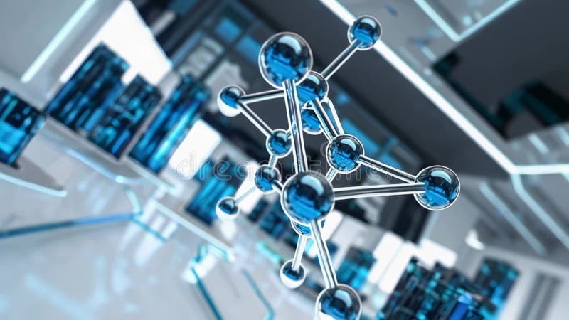 Rotating Molecule in Slow Motion in Futuristic Laboratory Stock Footage ...