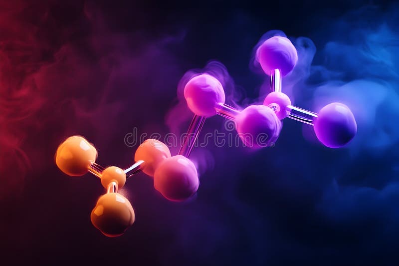 Neon Molecular Structure stock illustration. Illustration of visual ...