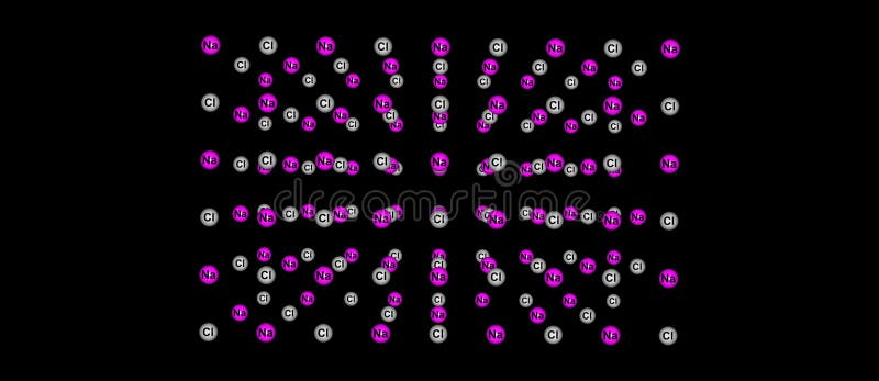 Molecular Structure of Sodium Chloride on Black Background Stock ...