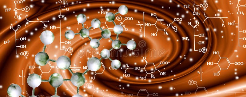 Molecular Structure on Swirling Chocolate Brown Background Stock ...