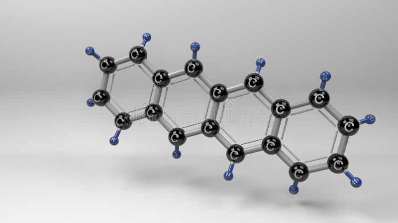 Tetracene Molecule 3D Illustration. Stock Illustration - Illustration ...