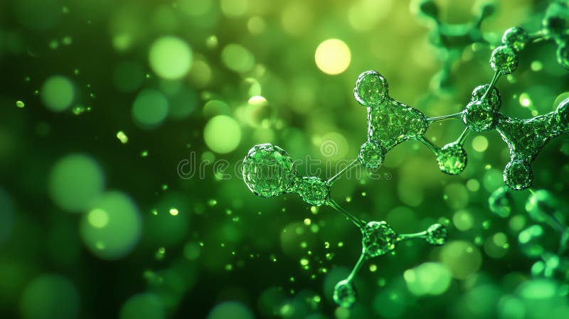 Molecular Structure in Vibrant Green Background Featuring Intricate ...