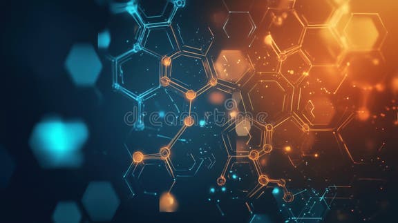 Molecular Structure Visualization, Abstract Background with Glowing ...