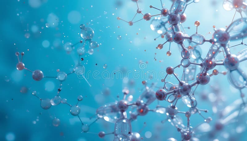 Molecular Structure Visualization on Blue Background for Science and ...