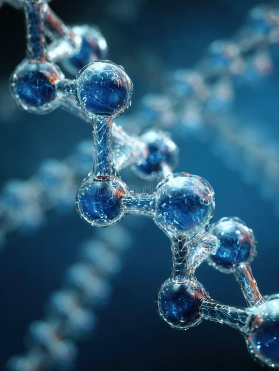 Molecular Structure Visualization with Blue Spheres Representing Atoms ...