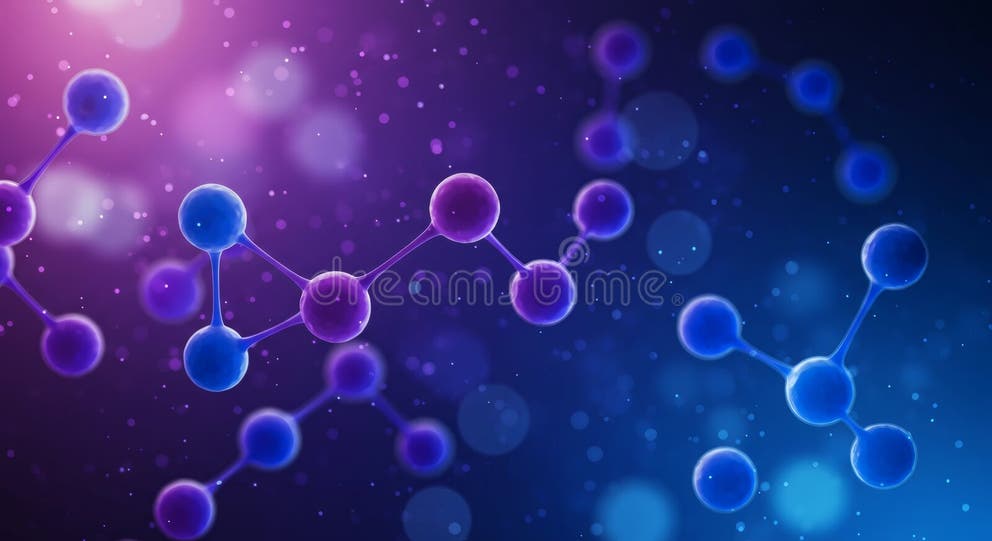 Molecular Structure Visualization with Glowing Spheres and Bonds on ...