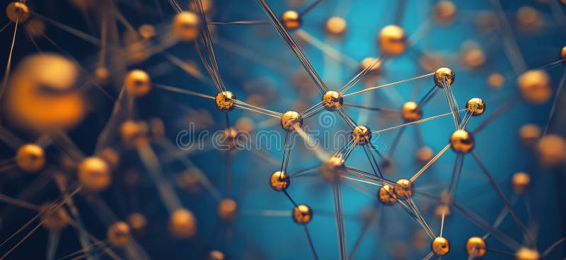 Molecular Structure Visualization with Golden Atoms and Connecting ...