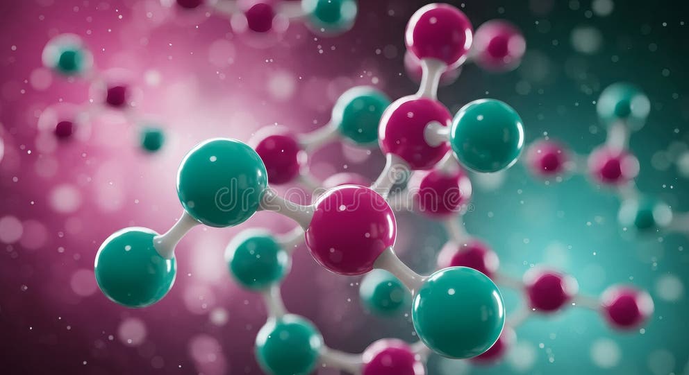 Molecular Structure Visualization with Teal and Magenta Spheres on ...