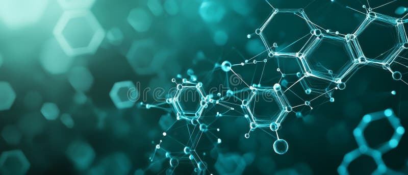 Molecular Structure Visualization in a Turquoise Blue Background with ...