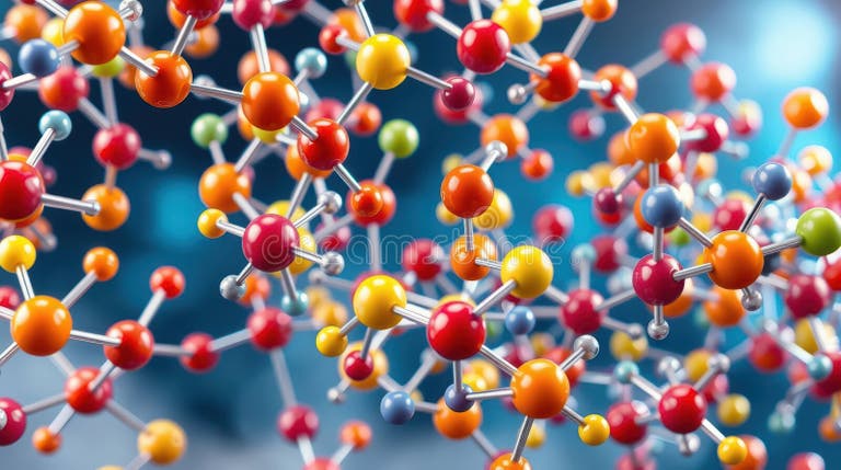 Molecular Structure Visualization - Vibrant Chemical Bonds & Atoms in ...