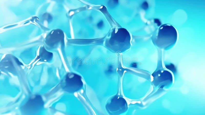 Molecular Structure of Water. Blue Water Molecules. Abstraction of ...