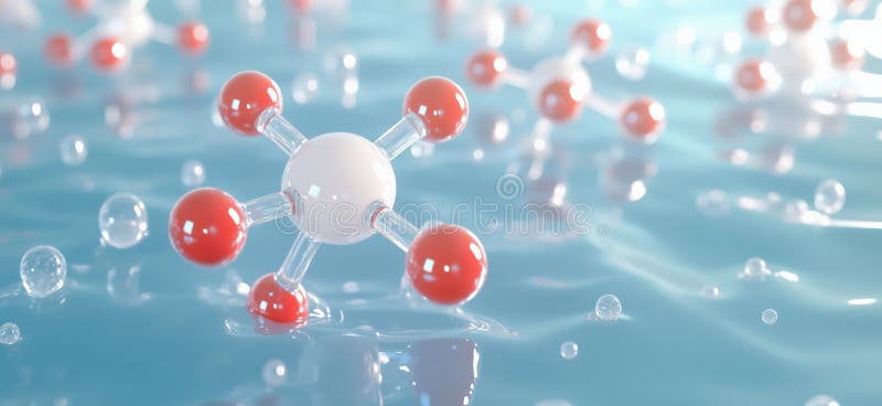 Molecular Structure of Water Depicted in 3D Rendering, Showcasing ...