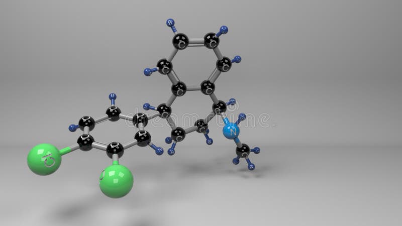 Sertraline Molecule 3D Illustration. Stock Illustration - Illustration ...