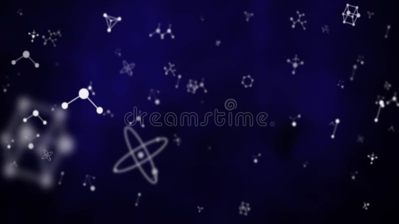 Molecular Structures and Atomic Models Animation Over Dark Blue ...