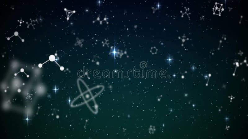 Molecular Structures and Atomic Models Animation Over Starry Night Sky ...
