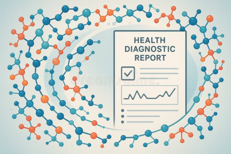 Swirling Molecular Structures Forming a Health Diagnostic Report Stock ...