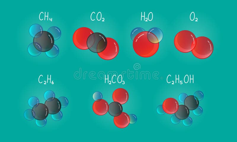 Molecular Structures Cartoon Style Vector Illustration Stock ...