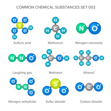Molecular Structures of Common Chemical Substances Stock Vector ...