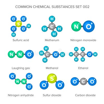 Molecular Structures of Common Chemical Substances Stock Vector ...