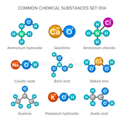 Molecular Structures of Common Chemical Substances Stock Vector ...