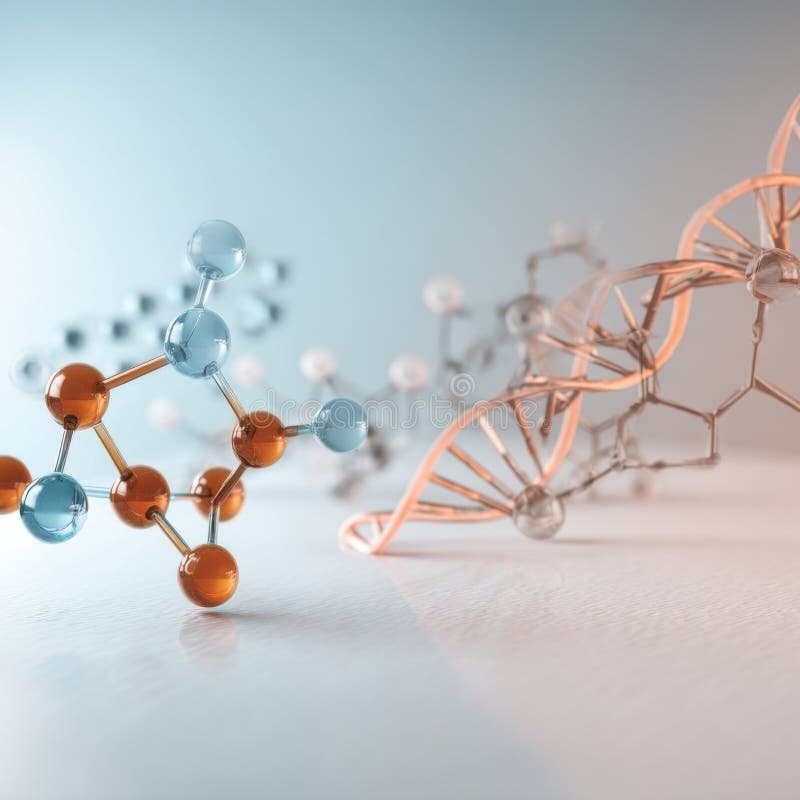 Molecular Structures and DNA Strands Displayed in a Scientific Setting ...