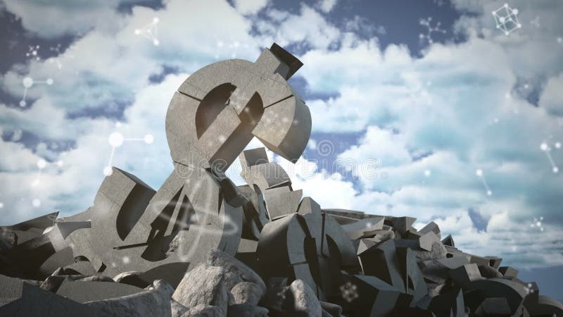 Molecular Structures Floating Over Broken Dollar Currency Symbol ...