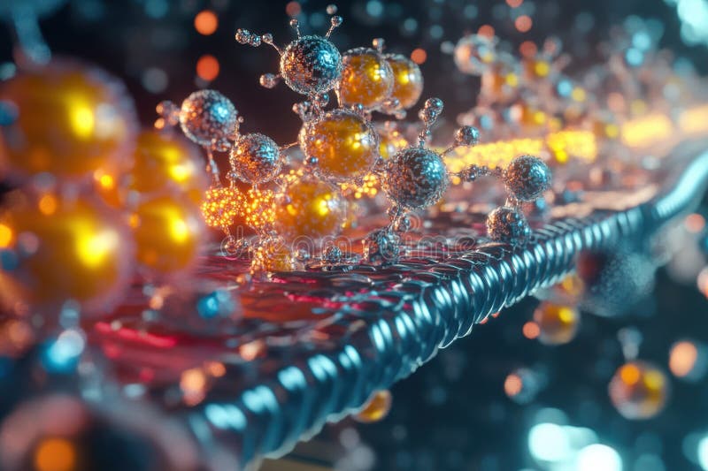 Molecular Structures Glowing in a Vibrant Digital Landscape with ...