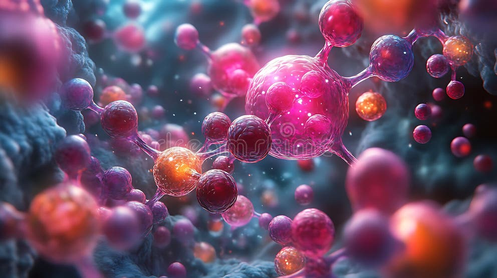 Molecular Structures Visualized in Vibrant Colors, Showcasing Small ...