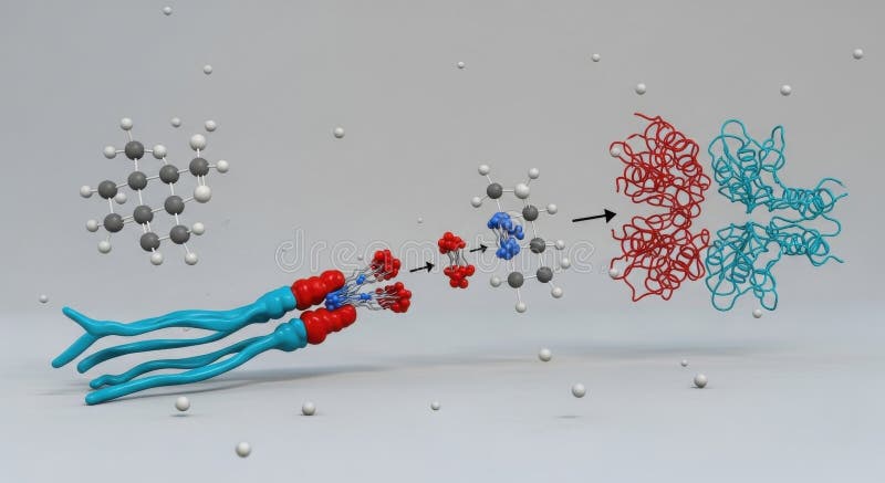 Molecular Interaction and Protein Formation Stock Illustration ...